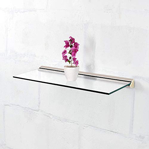 Deco Window Multi Purpose Floating Clear Tempered Glass Shelve 8mm Satin Silver 36"x9"