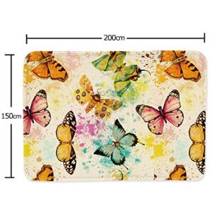 Ormis Colorful Butterflies Print Area Rug,Modern Flannel Microfiber Non-Slip Floor Mat Carpet,5'x7