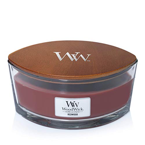 Woodwick Ellipse Scented Candle, Redwood, 16oz | Up to 50 Hours Burn Time