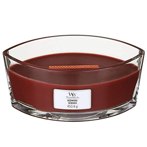 Woodwick Ellipse Scented Candle, Redwood, 16oz | Up to 50 Hours Burn Time