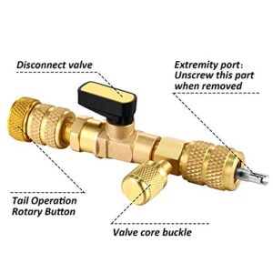 Mudder R22 R134a R12 A/c HVAC Valve Core Removal Tool Compatible with Dual Size 1/4 & 5/16 Port, R410 R32 Brass Adapter, 20 Pcs Cores and 10 Pcs Brass Nut HVAC Valve Core Removal Installer Tool Kit