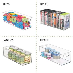 mDesign Plastic Video Game Organizer - Game Storage Holder Bin with Handles for Media Console Stand, Closet Shelf, Cabinets, Tower, and Bookshelves - Holds Disc, Video Games, Head Sets - 2 Pack, Clear