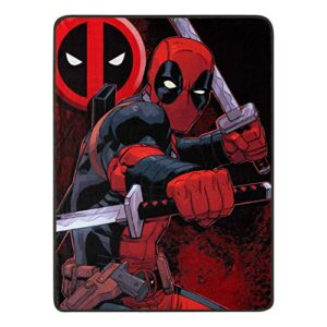 marvel’s deadpool, “swordsman” micro raschel throw blanket, 46″ x 60″, multi color