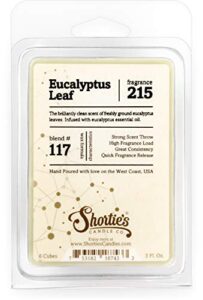 shortie’s candle company eucalyptus leaf wax melts – formula 117-1 highly scented 3 oz. bar – made with essential & natural oils – fresh & clean air freshener cubes collection