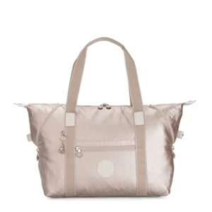 kipling canvas & beach tote bag, silver (metallic glow)