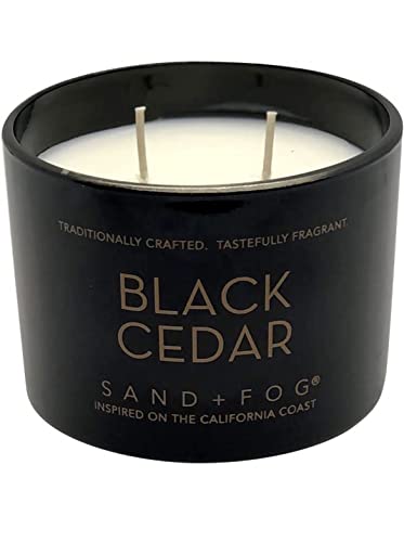 Sand & Fog Black Cedar Double Wick Candle with Lid 12 Oz