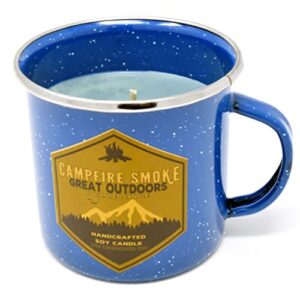 campfire smoke scented – soy candle camping mug – highly scented – made with soy wax – handmade in the usa – candeo candle