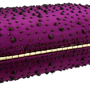 Vistatroy Women's Evening Bag Sparkling Rhinestone Wedding Evening Party Clutch Handbag Purse Chain Shoulder Crossbody Bag (Dark purple)