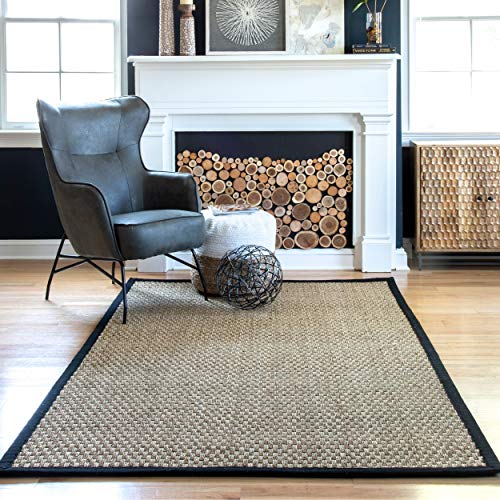 nuLOOM Hesse Checker Weave Seagrass Area Rug, 3' x 5', Black