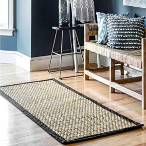 nuLOOM Hesse Checker Weave Seagrass Area Rug, 3' x 5', Black