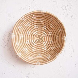 small african basket- ntamba/rwanda basket/woven bowl/sisal & sweetgrass basket/tan, white