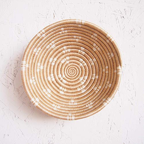 Small African Basket- Ntamba/Rwanda Basket/Woven Bowl/Sisal & Sweetgrass Basket/Tan, White