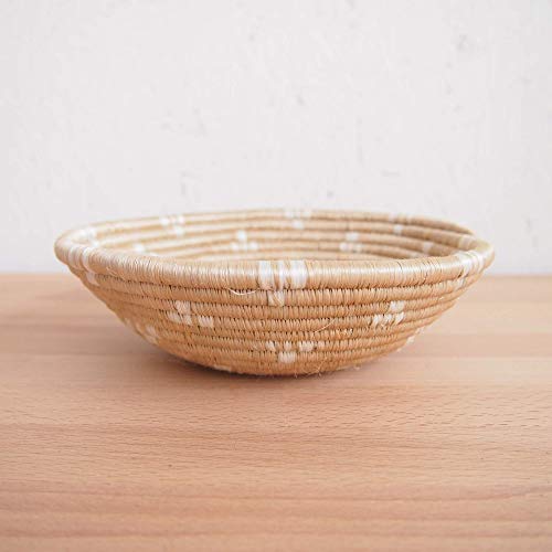 Small African Basket- Ntamba/Rwanda Basket/Woven Bowl/Sisal & Sweetgrass Basket/Tan, White