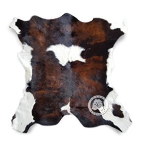 Genuine Calfskin Tricolor Exotic Calf Hide Cow Skin Cowhide Rug Leather Area Rug 3 x 3 ft.