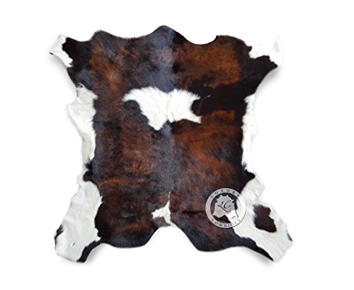 Genuine Calfskin Tricolor Exotic Calf Hide Cow Skin Cowhide Rug Leather Area Rug 3 x 3 ft.