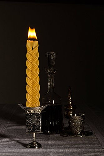 Braided Beeswax Havdalah Candle - Wide Rounded Chevron Braid - Hand Dipped Bees Wax Braided - Shabbat Judaica Gift