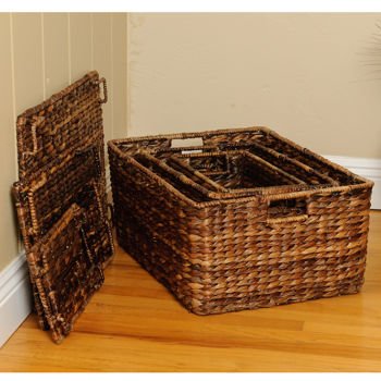 BIRDROCK HOME Abaca Nesting Baskets - 3 baskets - Environmentally Friendly