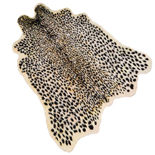 Leopard Print Rug, 3.3’ Wx3.1’ L Feet Cute Faux Cheetah Cowhide Skin Fur Rug Animal Printed Area Rug Carpet for Home Office, Livingroom, Bedroom