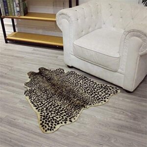 Leopard Print Rug, 3.3’ Wx3.1’ L Feet Cute Faux Cheetah Cowhide Skin Fur Rug Animal Printed Area Rug Carpet for Home Office, Livingroom, Bedroom