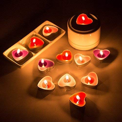 50pcs Heart Shaped Candles, Smokeless Tealights Candle, Tea Light Candles for Birthday, Proposal, Wedding, Party, Red, Wedding Engagement, Valentines Day, Christmas