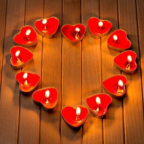 50pcs Heart Shaped Candles, Smokeless Tealights Candle, Tea Light Candles for Birthday, Proposal, Wedding, Party, Red, Wedding Engagement, Valentines Day, Christmas