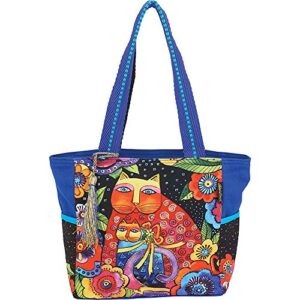 laurel burch mother daughter in flowers medium tote (blue)