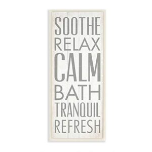 stupell home décor soothe calm relax bath bathroom wall plaque, 7 x 0.5 x 17, proudly made in usa