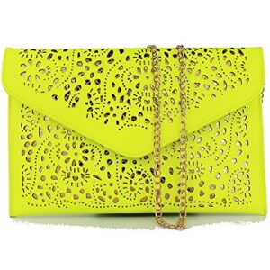 Women Wedding Party Purses Shoulder Bag Evening Day Clutch Bag, Lemon Green V1, Small