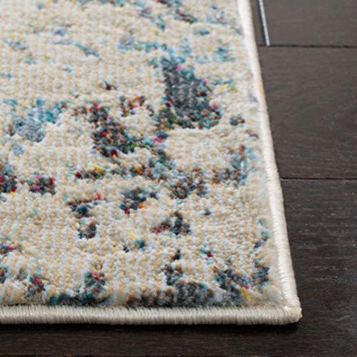 SAFAVIEH Luxor Collection 4' x 6' Ivory/Blue LUX308A Handmade Modern Distressed Area Rug