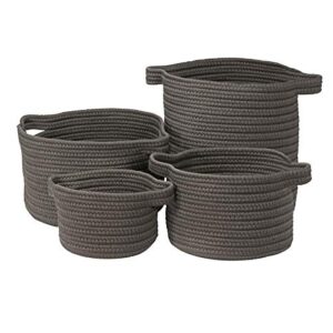 colonial mills american farmhouse vintage 4-piece basket set, 10″x10″x7″/13″x13″x9″/14″x14″x16″/16″x16″x10″, smoke