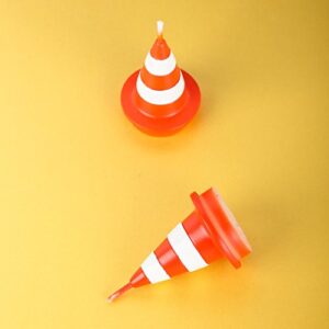 Birthday Candle Traffic Under Construction Molded Cone Candles Cake Topper Candle Set of 2