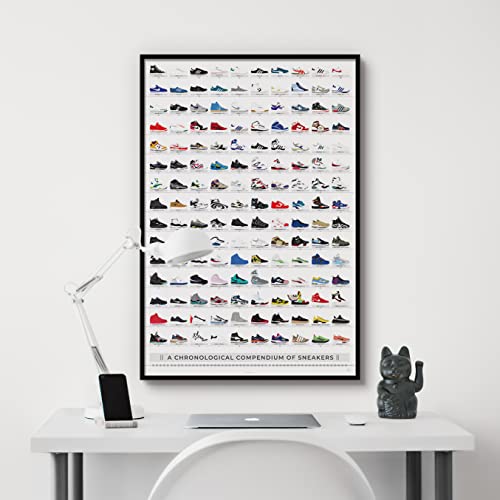 Pop Chart | History of Sneakers Poster | 24" x 36" Large Format Print | A Chronological Compendium of 150 Shoes, Including Nike, Converse, Jordans, Reeboks, Adidas, and More | Perfect Sneakerhead Wall Art for Bedroom | 100% Made in the USA