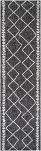 jonathan y smb129e-28 derya tribal diamond trellis indoor outdoor area-rug bohemian contemporary easy-cleaning bedroom kitchen backyard patio non shedding, 2 x 8, black/ivory