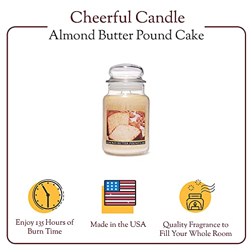 A Cheerful Giver - Almond Butter Pound Cake Scented Glass Jar Candle (24 oz) with Lid & True to Life Fragrance Made in USA