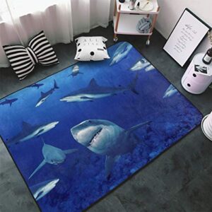 NiYoung Shark Swim Blue Ocean Kitchen Rugs, Bedroom Livingroom Sitting-Room Mat, Floor Pad Rugs Standing Mat, Kids Children Play Mat Bath Mat, Throw Rugs Runner Exercise Mat