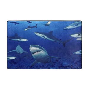 NiYoung Shark Swim Blue Ocean Kitchen Rugs, Bedroom Livingroom Sitting-Room Mat, Floor Pad Rugs Standing Mat, Kids Children Play Mat Bath Mat, Throw Rugs Runner Exercise Mat