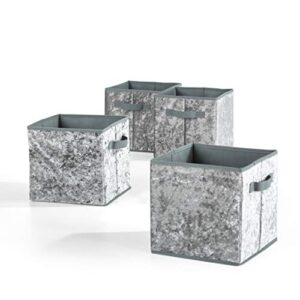 urban shop crushed velvet storage cubes, set of 4, gray