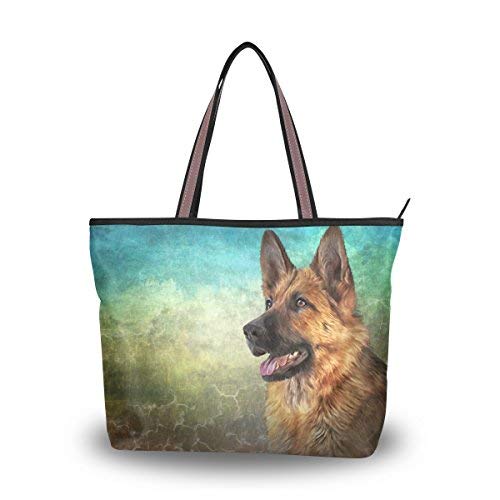 My Daily Women Tote Shoulder Bag German Shepherd Dog Vintage Handbag Large