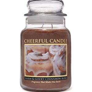 A Cheerful Giver - Warm & Gooey Cinnamon Buns Scented Glass Jar Candle (24 oz) with Lid & True to Life Fragrance Made in USA