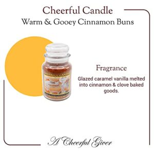 A Cheerful Giver - Warm & Gooey Cinnamon Buns Scented Glass Jar Candle (24 oz) with Lid & True to Life Fragrance Made in USA