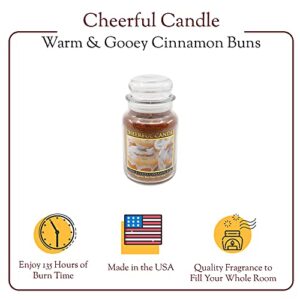 A Cheerful Giver - Warm & Gooey Cinnamon Buns Scented Glass Jar Candle (24 oz) with Lid & True to Life Fragrance Made in USA