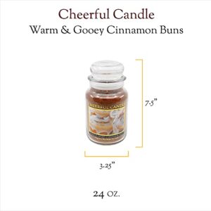 A Cheerful Giver - Warm & Gooey Cinnamon Buns Scented Glass Jar Candle (24 oz) with Lid & True to Life Fragrance Made in USA