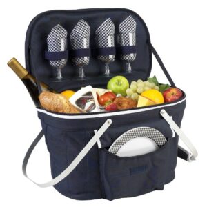 picnic at ascot patented collapsible insulated picnic basket equipped with service for 4- designed and assembled in usa