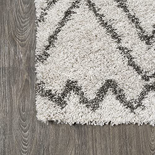 JONATHAN Y SHG103A-8 Soller Diamond Trellis Shag Indoor Area-Rug, Contemporary, Modern, Bohemian Easy-Cleaning,Bedroom,Kitchen,Living Room,Non Shedding, Beige/Dark Gray, 8 X 10