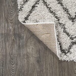 JONATHAN Y SHG103A-8 Soller Diamond Trellis Shag Indoor Area-Rug, Contemporary, Modern, Bohemian Easy-Cleaning,Bedroom,Kitchen,Living Room,Non Shedding, Beige/Dark Gray, 8 X 10