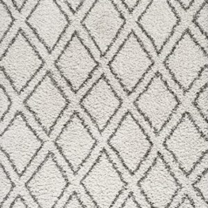 JONATHAN Y SHG103A-8 Soller Diamond Trellis Shag Indoor Area-Rug, Contemporary, Modern, Bohemian Easy-Cleaning,Bedroom,Kitchen,Living Room,Non Shedding, Beige/Dark Gray, 8 X 10