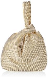 jessica mcclintock womens logan mesh pouch evening bag, lt gold, one size us