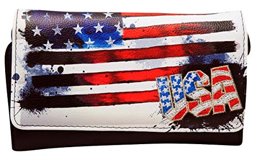 HW Collection USA American Flag Stars Stripe Concealed Carry Country Patriotic Handbag Wallet Set (USA Flag Set)