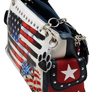 HW Collection USA American Flag Stars Stripe Concealed Carry Country Patriotic Handbag Wallet Set (USA Flag Set)