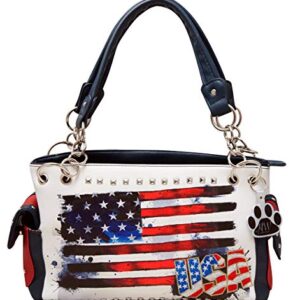 HW Collection USA American Flag Stars Stripe Concealed Carry Country Patriotic Handbag Wallet Set (USA Flag Set)